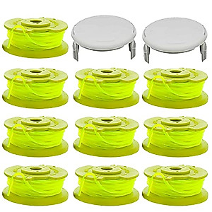 11ft 0.080" Replacement Trimmer Spool for Ryobi One Plus AC80RL3 18v 24v 40v with AC14HCA String Trimmer Cap Covers Cordless Auto-Feed Twist Single Line (10 Spool+2 Cap)