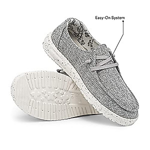 Hey Dude Women's Wendy L Linen Iron Size 6 | Women’s Shoes | Women’s Lace Up Loafers | Comfortable & Light-Weight