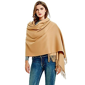 Novawo Wool Shawl Large Thick Pashmina Travel Scarf Winter Wraps for Women