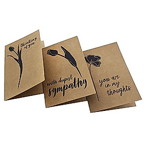 Juvale Kraft Paper Blank Sympathy Cards with Envelopes, 6 Designs (4 x 6 In, 72 Pack)