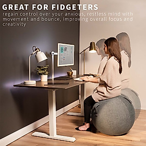 VIVO Premium Core Yoga Ball Chair with Handle and Fabric Cover, Sitting Ball, Ergonomic Posture Engagement, Flexible Seating for Home and Office, Gray, CHAIR-BL01G