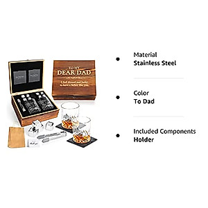 Whiskey Gifts for Men Dad Gifts from Daughter Son Wife, Dad Birthday Fathers Day Anniversary Gifts for Dad, Stainless Steel Bourbon Whiskey Stones Set