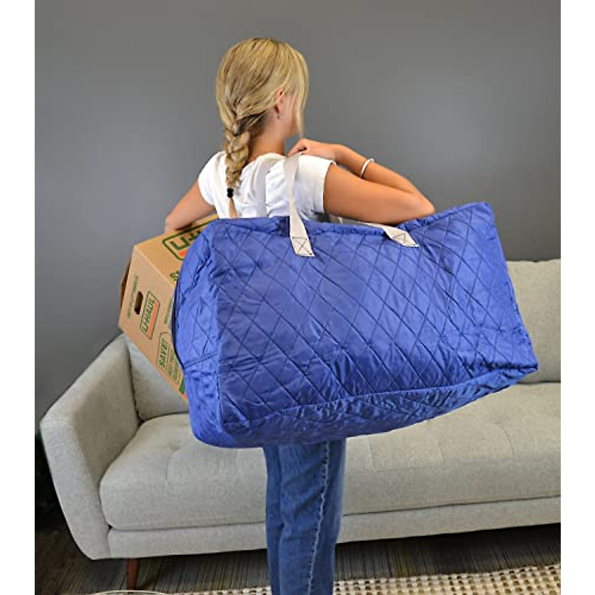 25 Gallon Quilted Moving and Storage Bag. 22" x 10" x 8". Moving Bag with Reinforced Handles and Zippers. Great for Moving and Storing Clothes, Art Supplies, School Supplies and More.