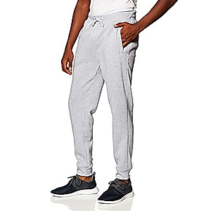 WT02 Men's Fleece Sweatpants & Joggers (Regular & Extended Sizes), Heather Grey, Large