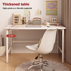 XUEGW Small Computer Desk Simple Style Office Desk Study Work Table for Home Bedroom Writing Desk, White