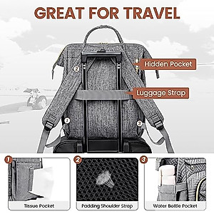LOVEVOOK Laptop Backpack for Women,15.6 Inch Professional Womens Travel Backpack Purse Computer Laptop Bag Nurse Teacher Backpack,Waterproof College Work Bag Carry on Backpack with USB Port,Grey Plait