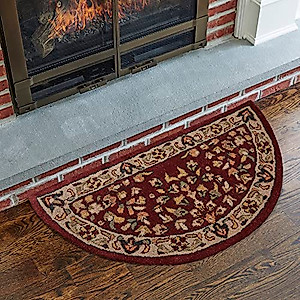 Uniflame Endless Summer R-2000 44" Hand-Tufted Hearth Rug, Red/Beige Finish - Protects Floor from Heat, Embers, and Sparks