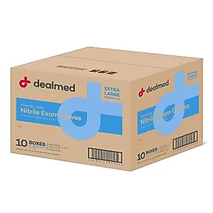 Dealmed Nitrile Medical Grade Exam Gloves, Latex Free, Disposable Gloves for Hospitals, Law Enforcement, First Response, Blue, Extra Large, 900 ct.