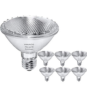 Par30 Short Neck, 6pcs PAR30 75W 120V Halogen Light Bulbs, Dimmable. Premium Quality for Long Lasting Life, E26 Base, 3000K Warm White, par30 Flood Light Great for Accent Lighting, Tracking Light
