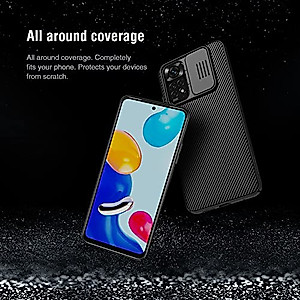 XiaoMi RedMi Note 11 (4G) Case with Camera Cover,Slim Fit Thin Polycarbonate Protective Shockproof Cover with Slide Camera Cover, Upgraded Case for XiaoMi RedMi Note 11 (4G) (Black)