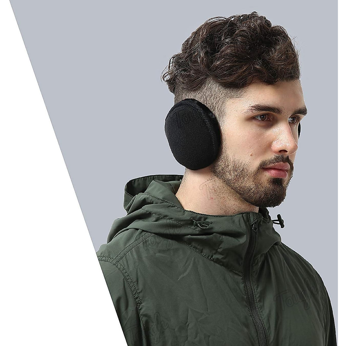 MOCOFO MOClassic Fleece Ear Muffs - Collapsible Behind-The-Head Winter Ear Warmers for Women and Men(BLACK)