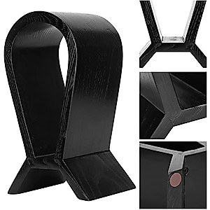 ANIIC Headset Stand Wooden Earphone Stand Gaming Headphone Display Holder Classical Headset Stand Craft For Headset Cable,Mobile Phone Headphone Stand ( Color : Black )