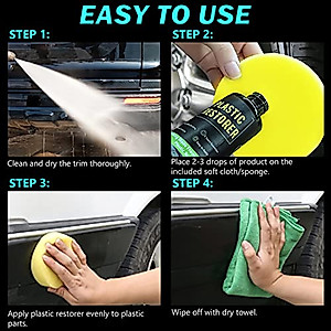 Plastic Restorer for Cars, Ceramic Trim Coat Kit Quick Plastic Trim Restorer, Automotive Interior Plastic Part Ceramic Coating with Sponge and Nozzle, Resists Water, UV Rays, Dirt, Not Dressing, 200ml
