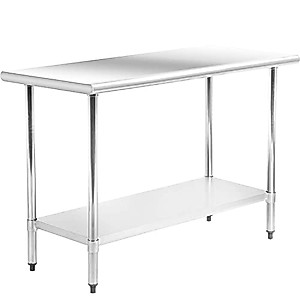 Stainless Steel Table Kitchen Work Table for Prep & Work NSF Commercial Kitchen Table 24" x 48" with Adjustable Table Toot for Restaurant, Home and Hotel