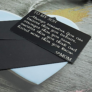Jstud Inspiration Wallet Insert Cards Engraved You are Braver Stronger Metal Wallet Insert Birthday Gifts for Son from Mom