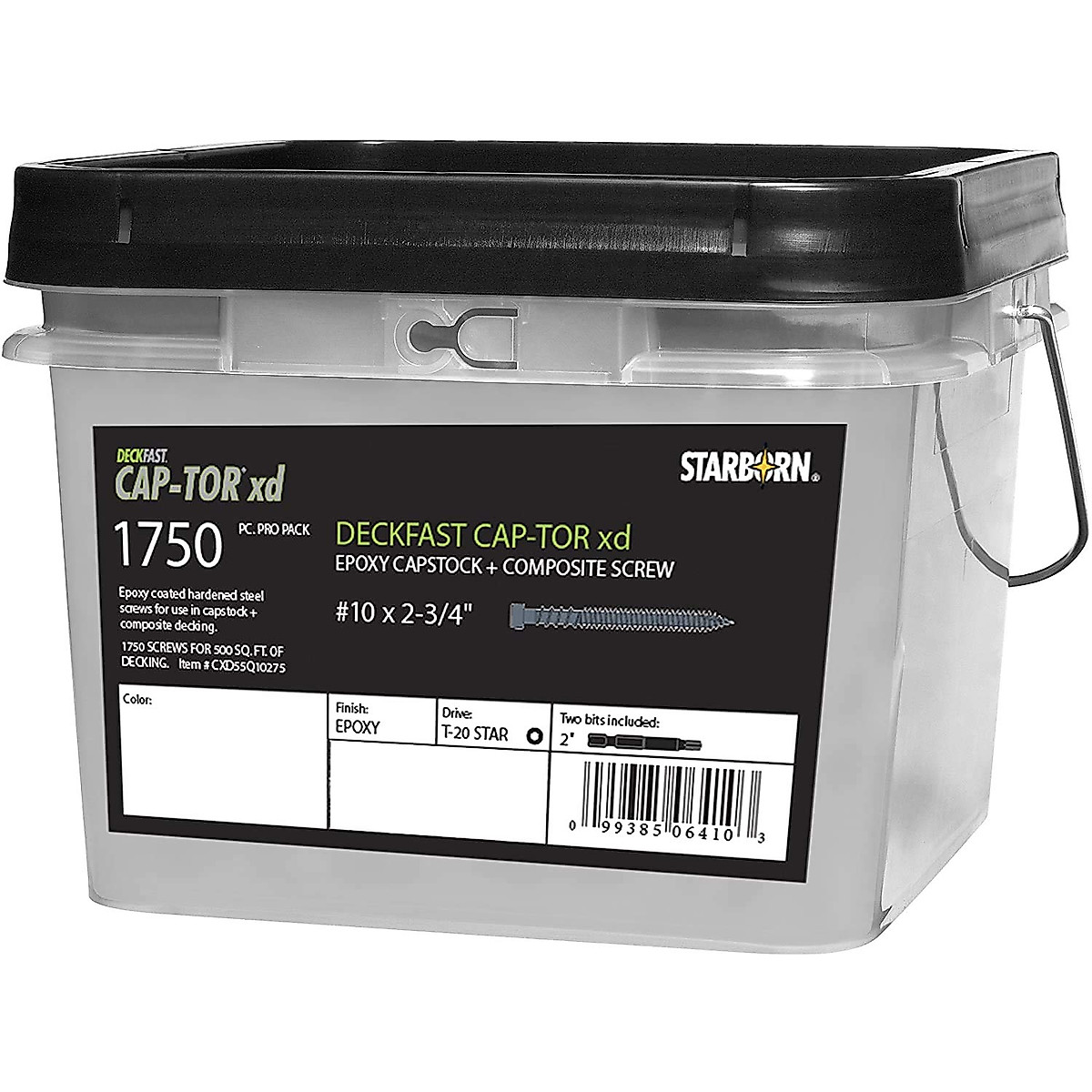 Deckfast Cap-Tor xd 10 x 2-3/4" - Epoxy Coated - #37 Gray Composite Deck Screws - 1750 pieces for 500 Sq Ft of Decking