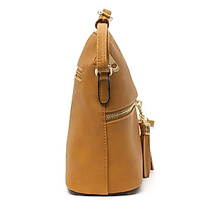 Janin Handbag Lightweight Medium Dome Crossbody Bag with Tassel Zipper Pocket Adjustable Strap