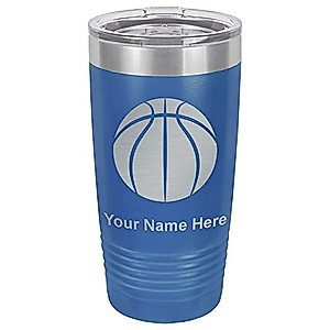LaserGram 20oz Vacuum Insulated Tumbler Mug, Basketball Ball, Personalized Engraving Included (Dark Blue)