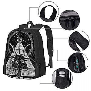 AMRANDOM Pentagram Demon Satanic Goat Head Travel Backpack For School Water Resistant Bookbag