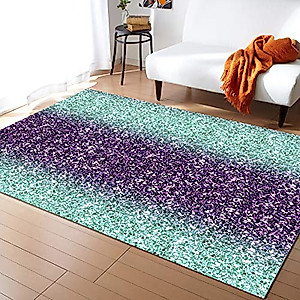 Fantasy Staring Non-Slip Area Rugs Room Mat- Purple and Teal Marble Home Decor Floor Carpet for High Traffic Areas Modern Rug Kitchen Mats Living Room Pads, 2'x3'