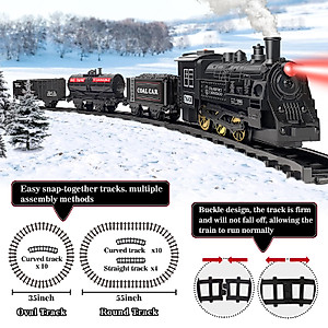 OleFun Train Set, Electric Train with Water Steam, Sounds & Lights, Model Christmas Train Set for Under The Tree, Railway Kit Gifts for 3, 4, 5, 6, 7, 8+ Year Old Boy & Girl