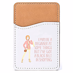 DistinctInk Adhesive Phone Wallet / Card Holder – Universal Vegan Leather Credit Card ID Adhesive Sleeve, Travel Light with Essential Items - Beginner at Some Things Black Belt in Shopping