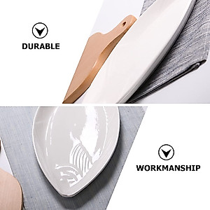 Cabilock Ceramic Fish Platter Food Trays Oval Dinner Plate Appetizer Serving Tray Snack Storage Dish for Kitchen Home Sushi Cheese Dessert White