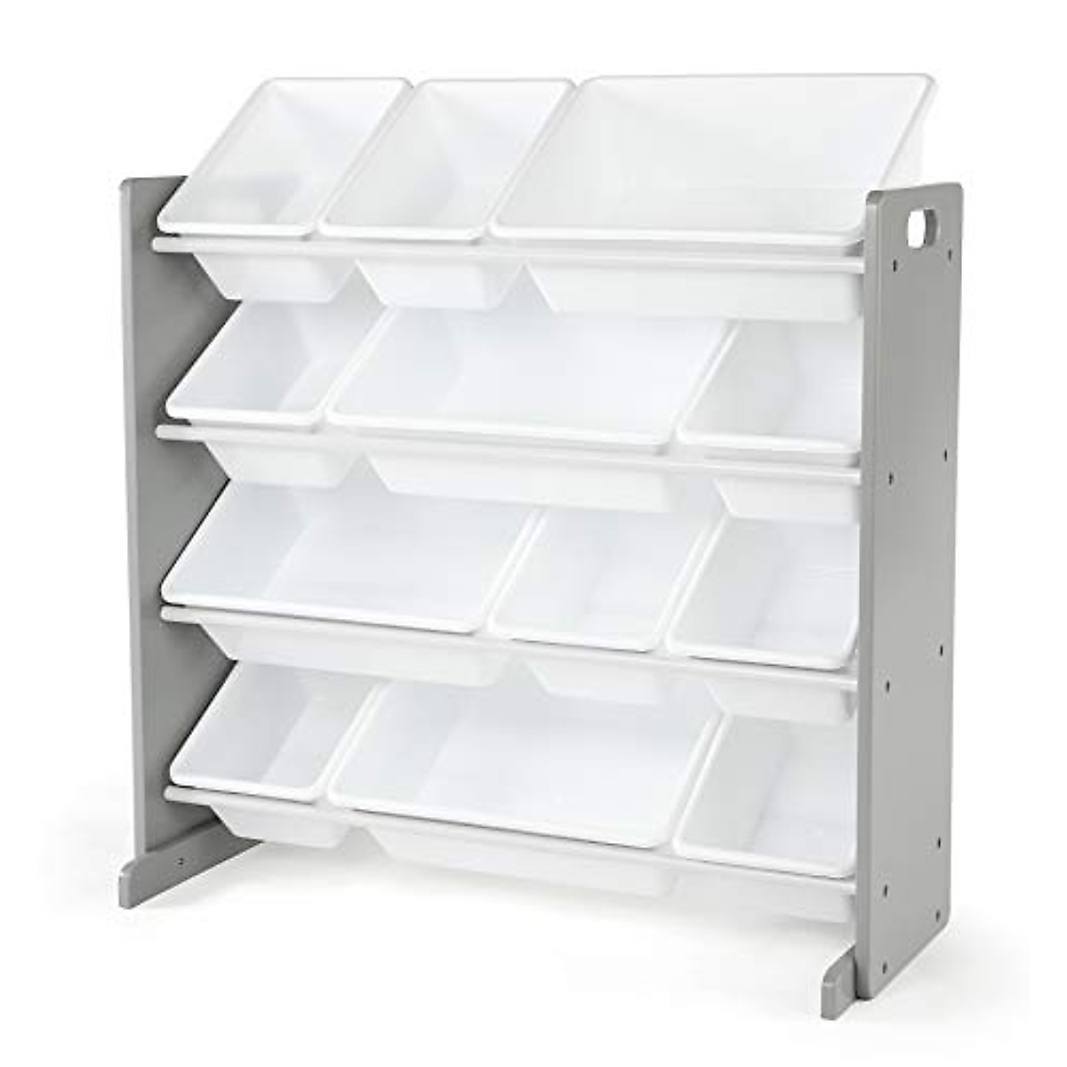 Humble Crew Kids Toy Organizer, Toddler, Grey/White & Crew Kids Book Rack Storage Bookshelf, Grey/White