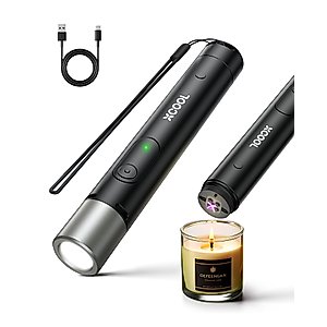 XCOOL 3-in-1 Powerful Flashlight with Arc Lighter and Door Alarm, USB C Charging Flashlights High Lumens Rechargeable, Super Bright Flashlight for Emergency, Camping, Home(1 Pack)