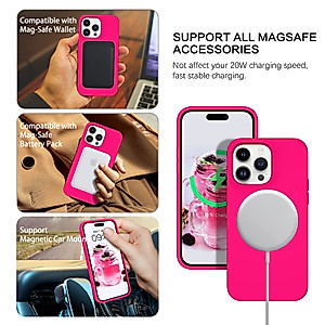 BENTOBEN Compatible with Magsafe for iPhone 14 Pro Max Silicone Case, Liquid Silicone Gel Rubber Bumper Microfiber Shockproof Magnetic Protective Phone Cover for iPhone 14 Pro Max 6.7", Hot Pink