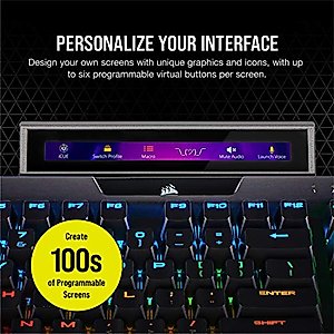 Corsair iCUE Nexus Companion Touch Screen – 5” Diagonal Screen – 6 Programmable Virtual Macro Buttons + K100 RGB Mechanical Gaming Keyboard - Cherry MX Speed RGB Silver Keyswitches