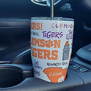 Clemson University 30oz Stainless Steel 3D Icon Travel Mug – High Performance Double-Walled Thermos w/Convertible Lid & Straw – Insulated Decorative NCAA Beverage Tumbler – For Hot or Cold Drinks