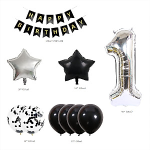 QWEQWE 36th Birthday Decoration Balloons, Birthday Decoration 36 Year Men Boy Silver Black, 36th Birthday Decoration Balloon 36th Birthday Party Decoration, 36th Birthday Happy Birthday Banner