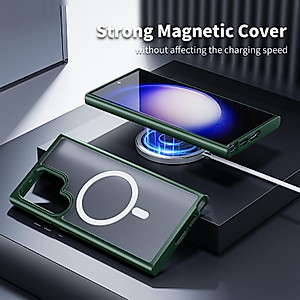 ANNGELAS for Samsung Galaxy S23 Ultra Mag-safe Case,Slim Shockproof Protective Cover with Magnetic,Frosted Hard Back Soft Silicone TPU Bumper Phone Case Compatible Galaxy S23 Ultra 6.8inch,Matte Green