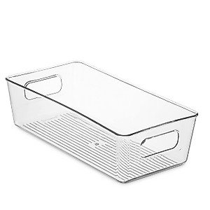 Set Of 8 Refrigerator Pantry Organizer Bins - Clear Food Storage Baskets for Kitchen, Countertops, Cabinets, Fridge, Freezer, Bedrooms, Bathrooms - Plastic Household Storage Containers