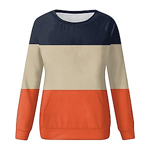 LRMQS Womens Crewneck Long Sleeve Sweatshirt with Kangaroo Pocket Solid Color Pullover Sweatshirts Fall 2023 Fashion Shirt