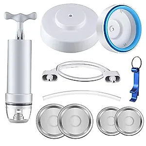 Dreyoo Jar Sealer and Accessory Hose Compatible with Foodsaver Vacuum Sealer, Vacuum Sealer Kit for Wide and Regular Mouth Canning Jars, with a Manual Portable Vacuum Pump and a Bottle Opener