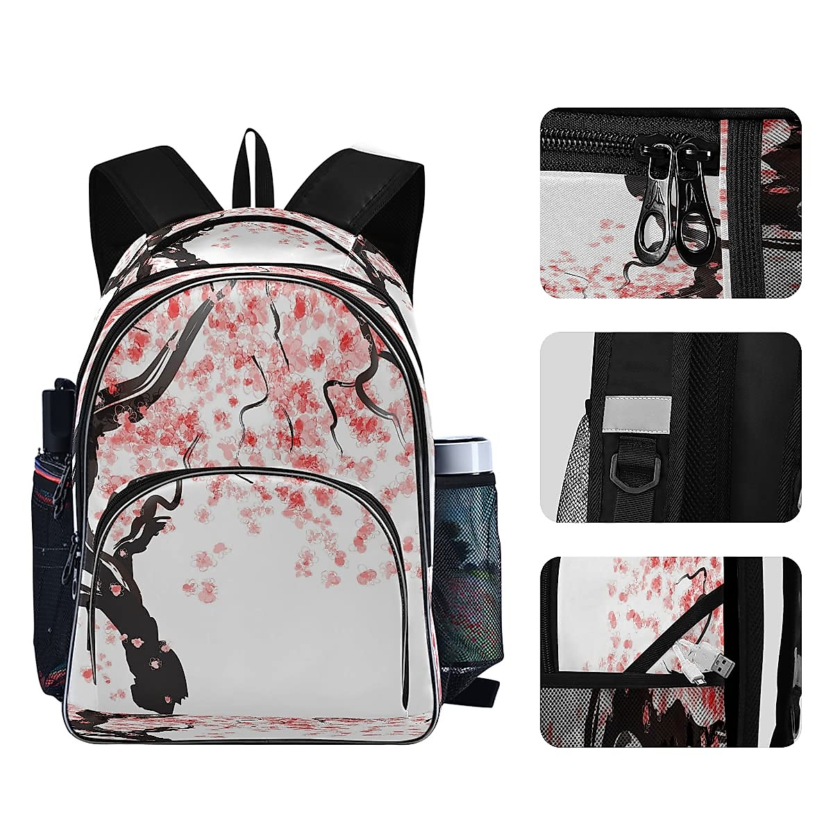 School Backpack Japanese Cherry Tree Blossom Bookbag Schoolbag for School Travel