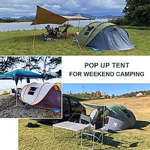 6 Person Easy Pop Up Tents for Camping - AYAMAYA Double Layer Waterproof Instant Tent with Vestibule & Porch, Large Size Family Automatic Setup 4-6 People Hiking (Poles Included)