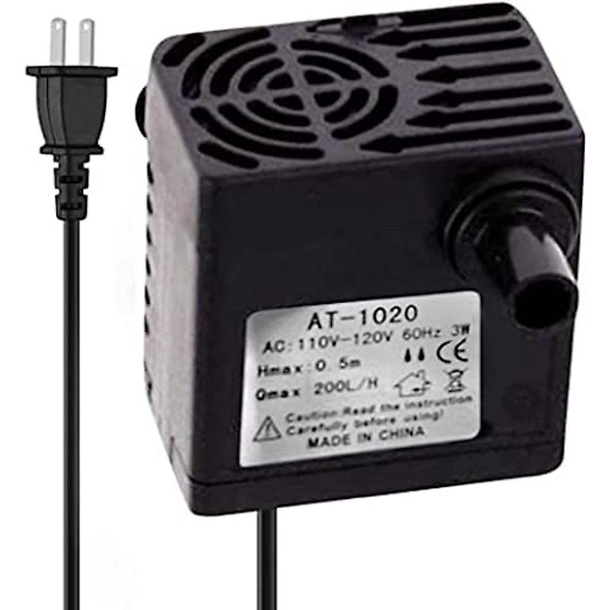 SunGrow 55 GPH 3W Small Outdoor Submersible Cat & Dog Water Fountain Pond Pump, Aquarium Fish Tank Mini Water Pump for Statuary, Hydroponics, Tabletop Fountain, Pet Fountain, For 3-5 Gallons Tank