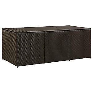 loibinfen Patio Storage Box Deck Storage Box Outdoor Storage Box Indoor Wicker Storage Bin for Patio Furniture Cushions, Pillows, Garden Tools, Poly Rattan Brown, 70.8"x35.4"x29.5" -AA