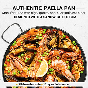 Machika Stainless Steel Pan with Non-Sticking Surface | Cooking Pan | Large Skillet Perfect for Preparing Mediterranean Food | Sandwich Bottom | 3 Servings | 11 inches |