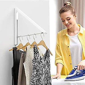 Anjuer Folding Clothes Hanger Wall Mounted Retractable Clothes Rack, Aluminum, Easy Installation, White