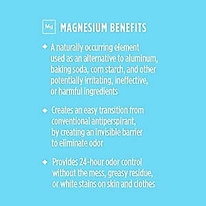 Crystal Magnesium Solid Stick Natural Deodorant, Non-Irritating Aluminum Free Deodorant for Men or Women, Safely and Effectively Fights Odor, Baking Soda Free, Sea Salt + Sage, 2.5 oz