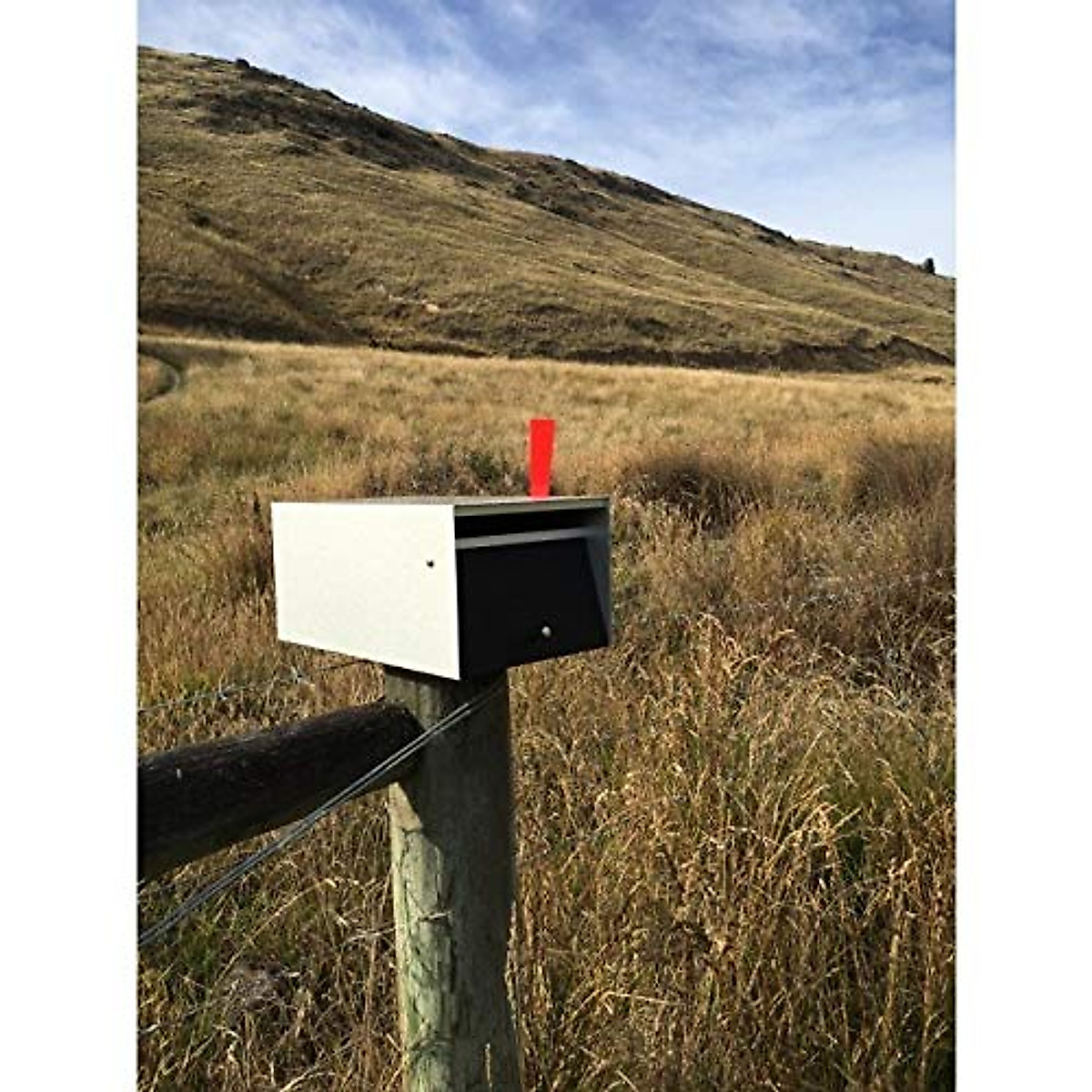 Rural Zincalume Modern Design Mailbox Letterbox (No Lock w/Flag) (Blue)