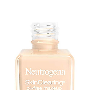 Neutrogena SkinClearing Oil-Free Acne and Blemish Fighting Liquid Foundation with Salicylic Acid Acne Medicine, Shine Controlling, for Acne Prone Skin, 10 Classic Ivory, 1 fl. oz