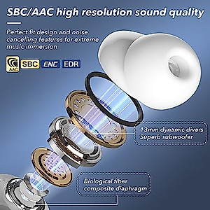 Wireless Earbuds YOHOTA Bluetooth Headphones Bluetooth 5.3 in Ear Light-Weight Built-in Microphone, with Wireless Charging Case & LED Power Display Deep Bass,IPX7 Waterproof Headset for TV Smart Phone