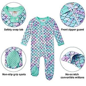 UNIFACO Baby Girl Sleepers Footed Pajamas 0-3 Months Infant One Piece Footie Romper Toddler Mermaid Outfit