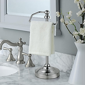 SunnyPoint Deluxe Free Standing Heavy Weighted Countertop Fingertip Towel Holder Stand (Satin Nickle)