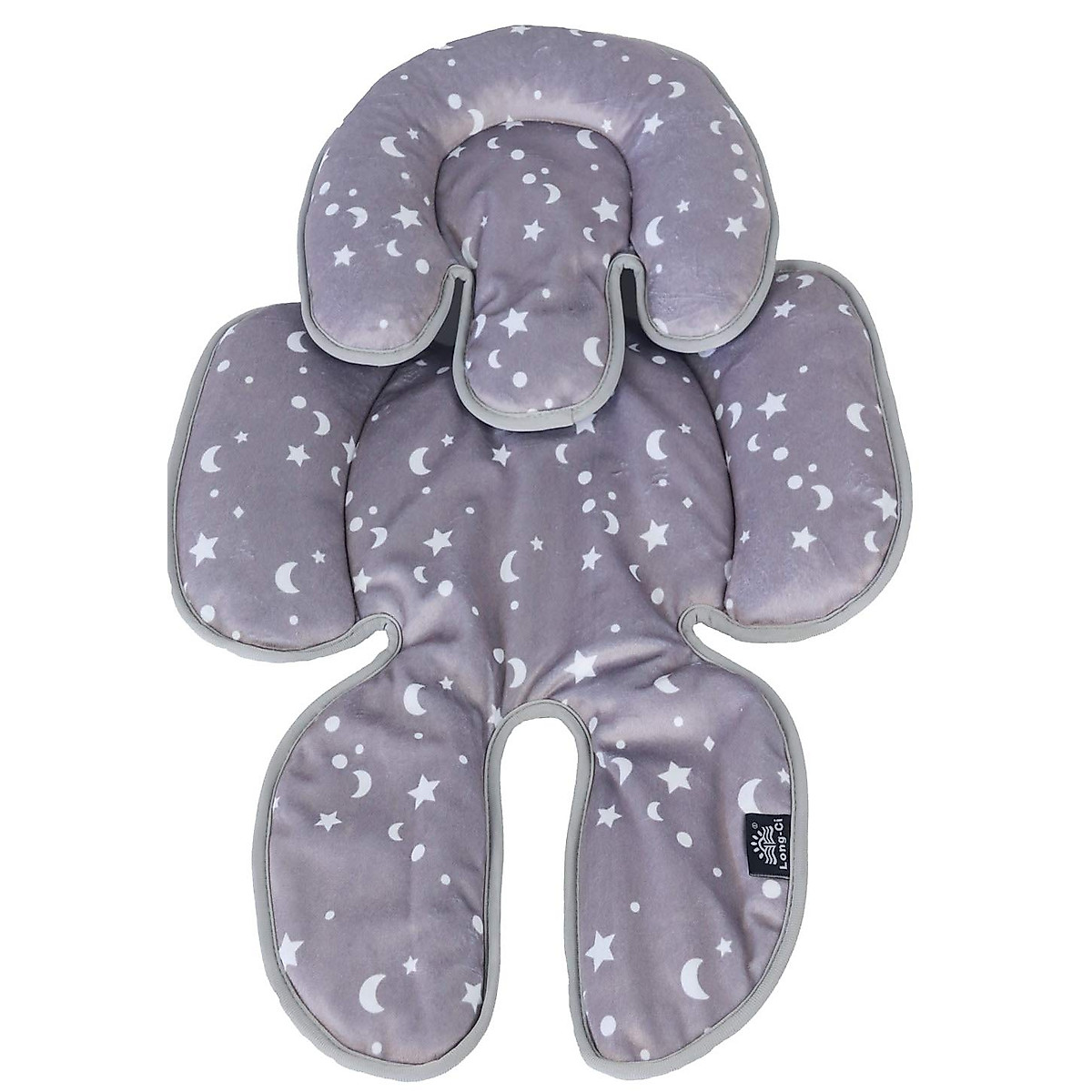 Long-Ci Baby Car Seat Pad Reversible with Head Neck Body Support for Stroller in Velvet Star